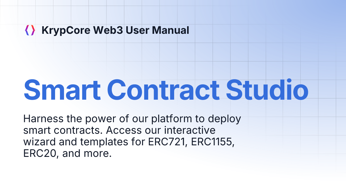 Smart Contract Studio | KrypCore Web3 User Manual