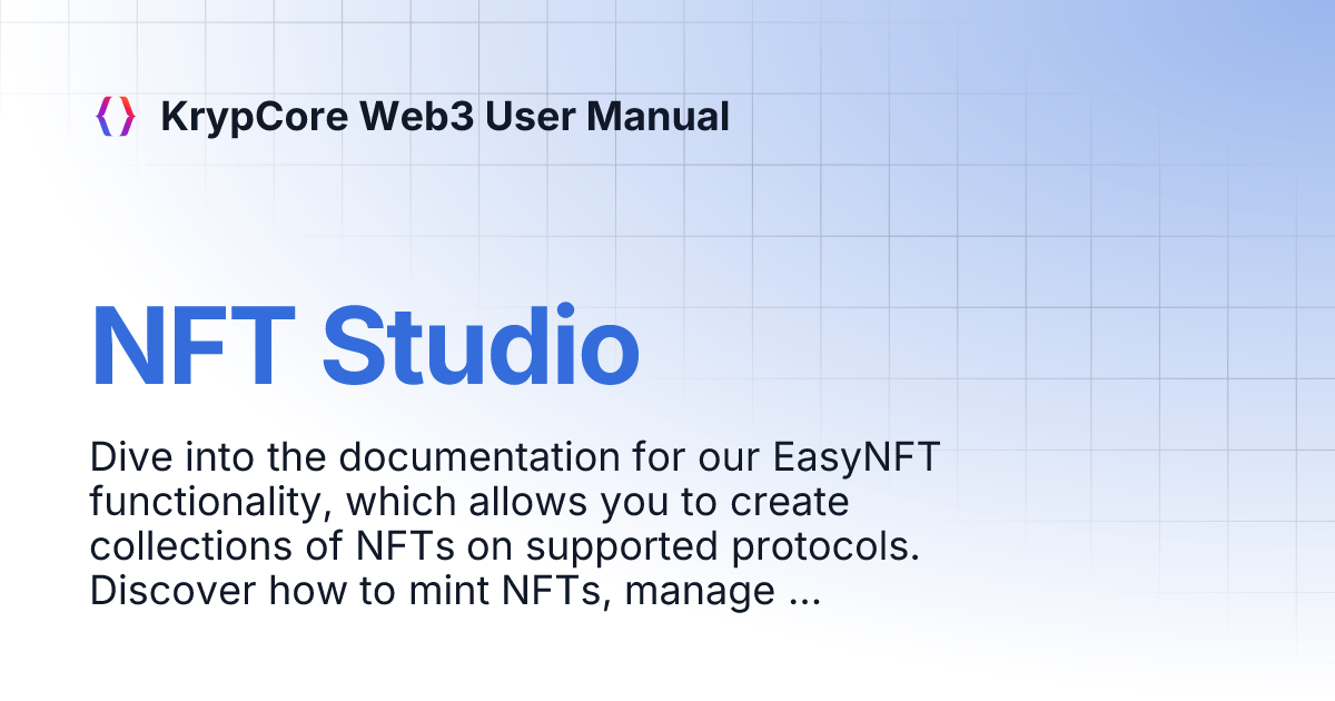 NFT Studio | KrypCore Web3 User Manual